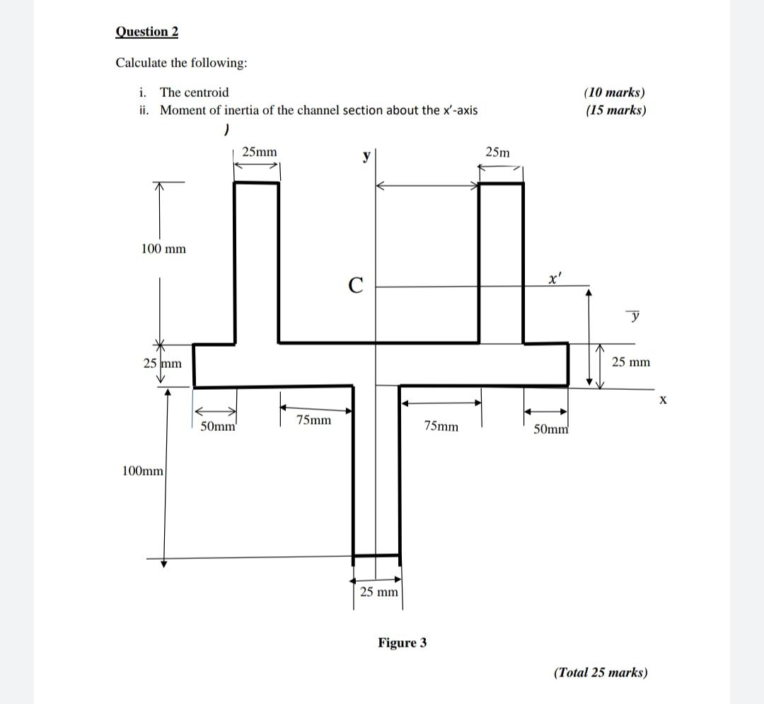 Solved Question 2 Calculate the following: i. The centroid | Chegg.com