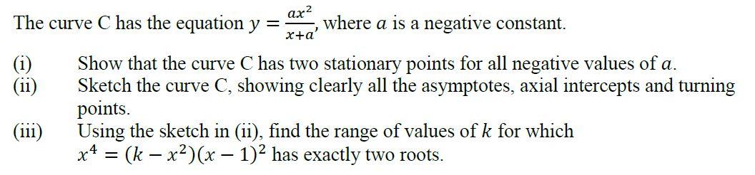 Solved The curve C has the equation y=x+aax2, where a is a | Chegg.com