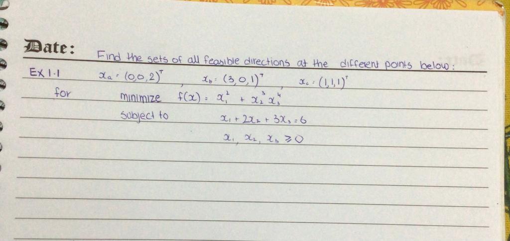 Solved DRate: Find the sets of all feasible directions at | Chegg.com