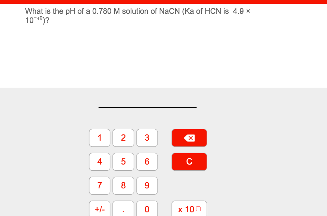 Solved What is the pH of a 0.780 M solution of NaCN (Ka of | Chegg.com
