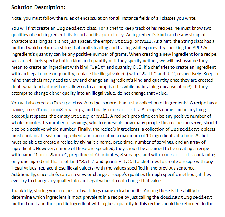 Solved Note: you must follow the rules of encapsulation for | Chegg.com