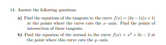 Solved 14. Answer the following questions. a) Find the | Chegg.com