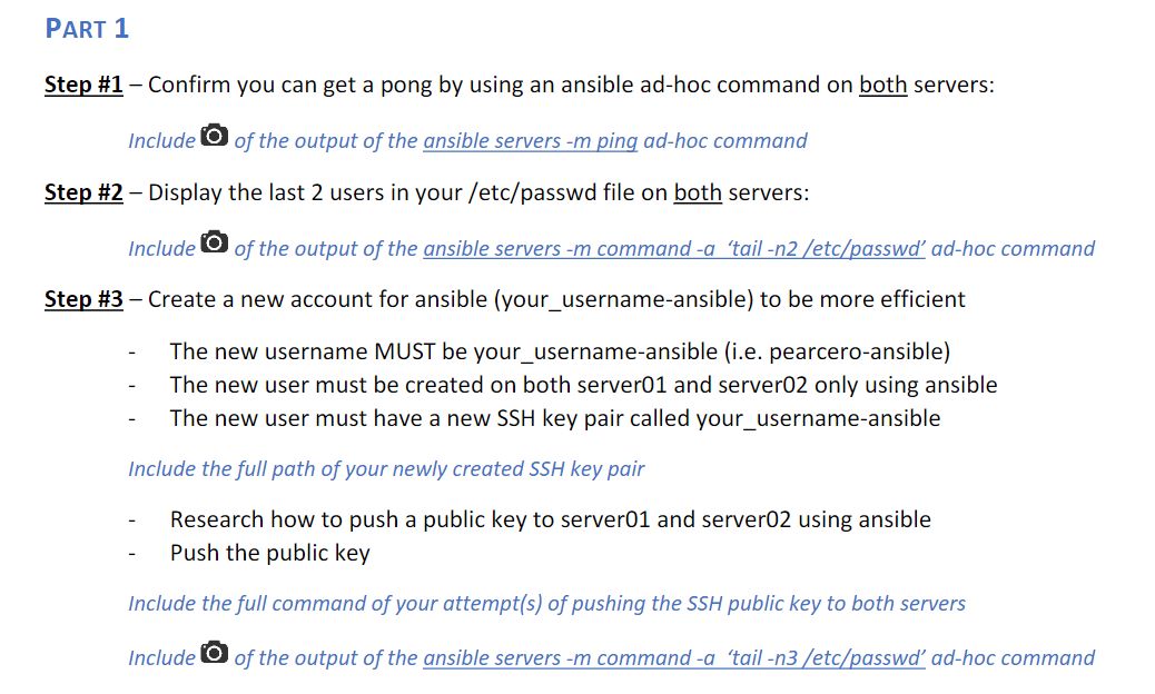 PART 1 Include of the output of the ansible servers - | Chegg.com