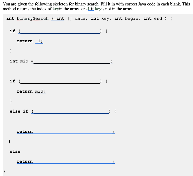 Solved You are given the following skeleton for binary | Chegg.com