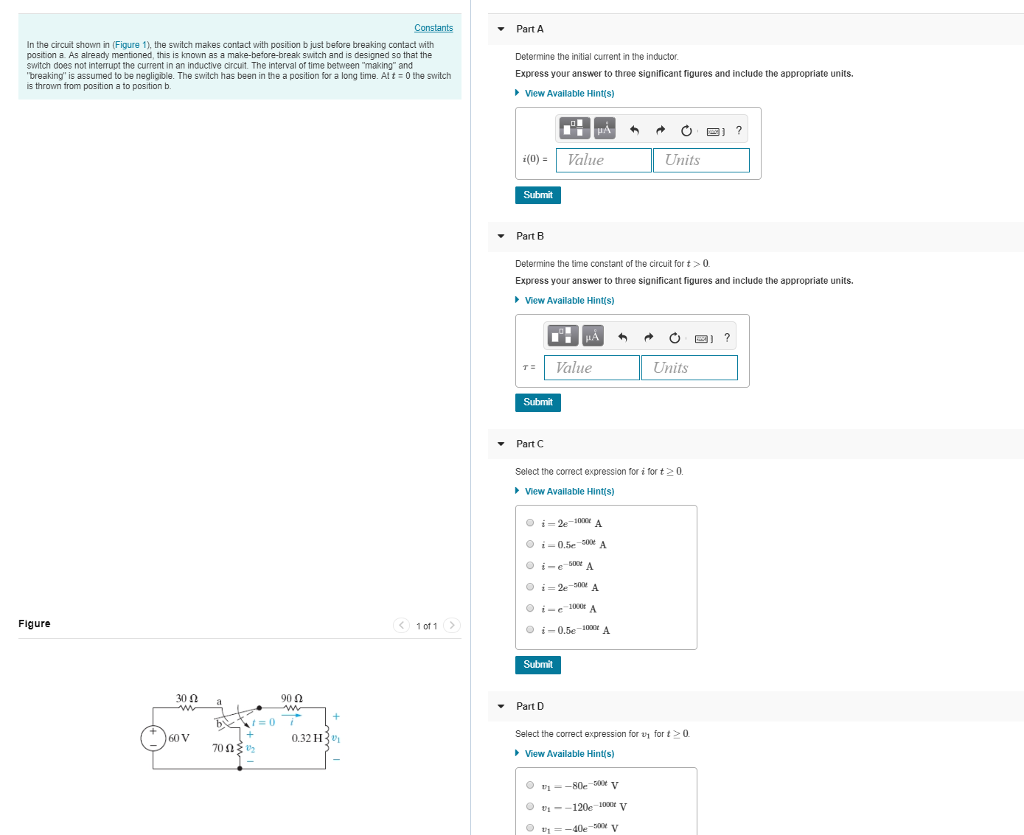 Solved Constants PartA In the circuit shown in (Figure 1), | Chegg.com