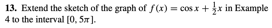 Solved 13. Extend the sketch of the graph of f(x)=cosx+21x | Chegg.com