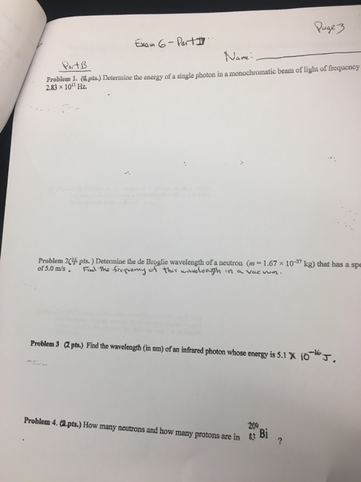 Solved Eam Party Nar Problem 1 apls.) Delermine the energy | Chegg.com