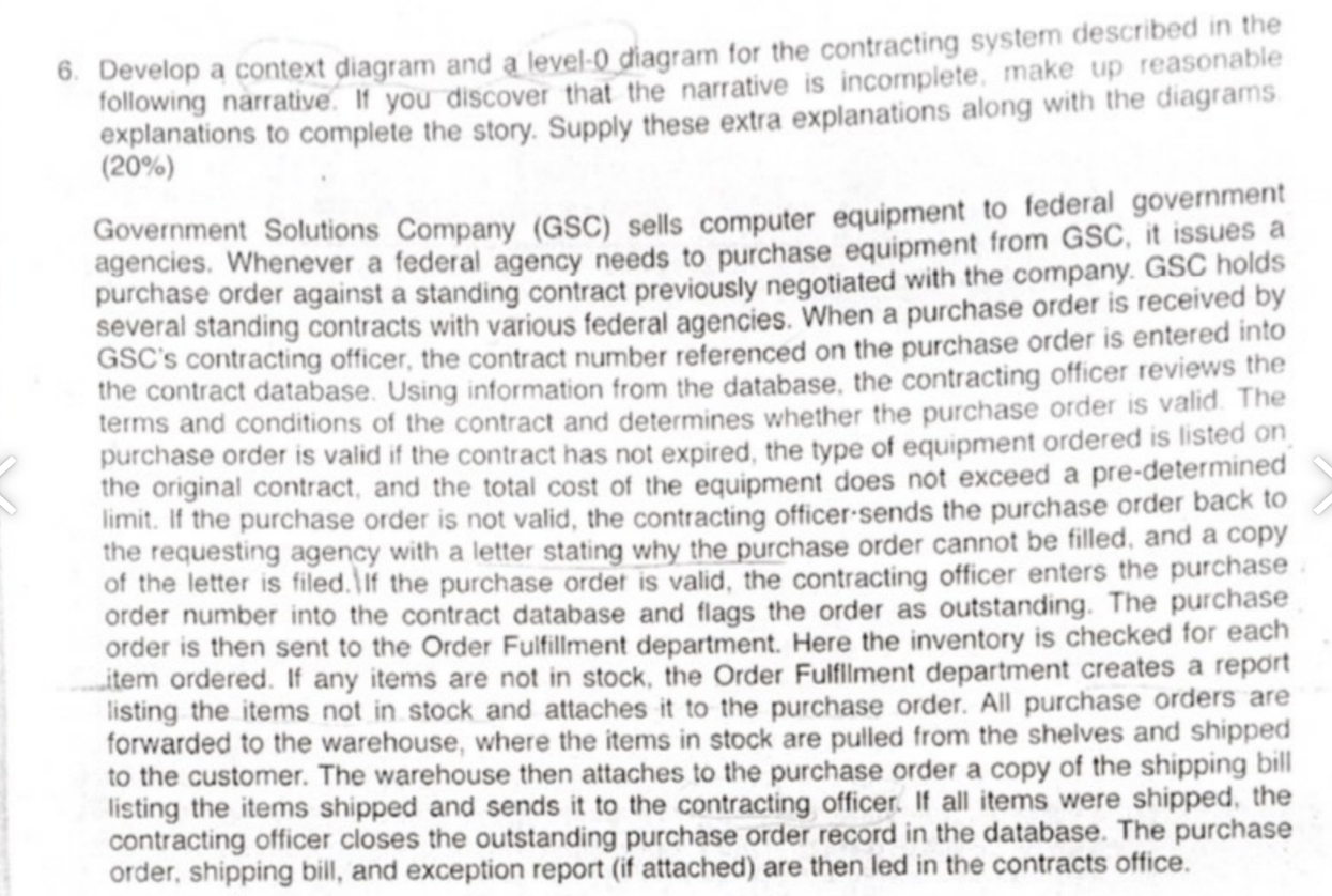 Solved Develop a context diagram and a level-0 ﻿diagram for | Chegg.com