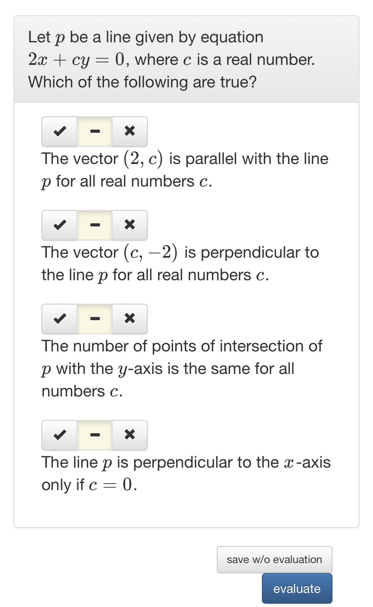 Solved Let p be a line given by equation 2x+cy=0, where c is | Chegg.com