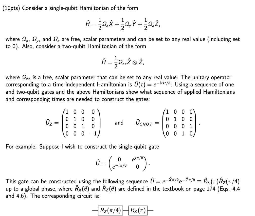 Solved (10pts) Consider a single-qubit Hamiltonian of the | Chegg.com