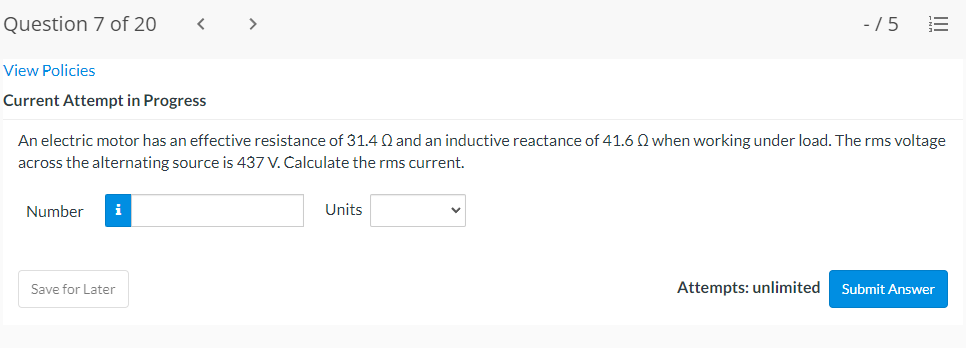 Solved Question 7 of 20 - /5 III View Policies Current | Chegg.com