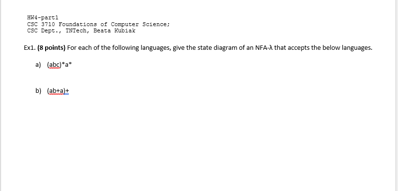 HW4-part1CSC 3710 ﻿Foundations of ﻿Computer | Chegg.com