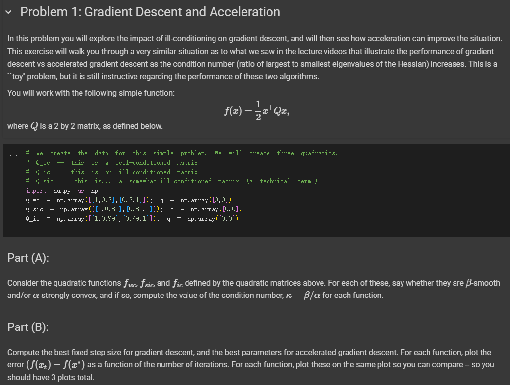Solved Problem 1: Gradient Descent and AccelerationIn this | Chegg.com