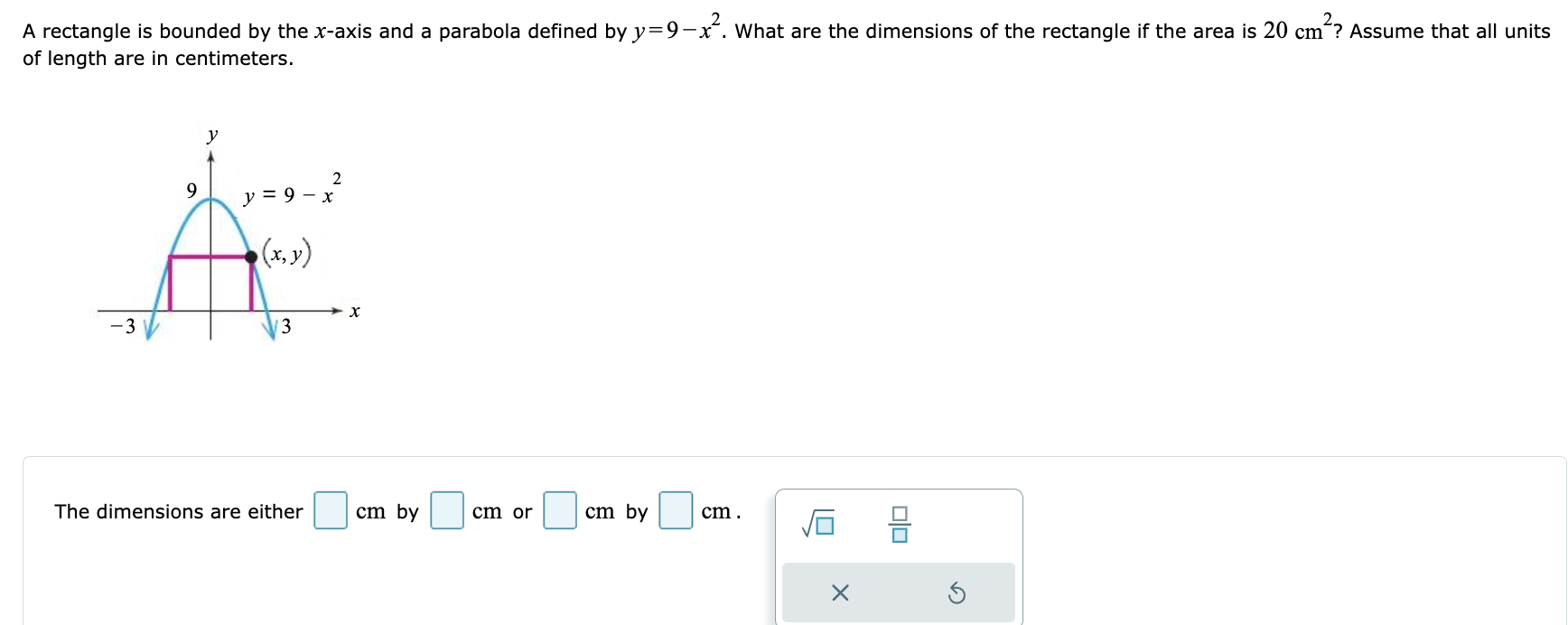 Solved A rectangle is bounded by the x-axis and a parabola | Chegg.com