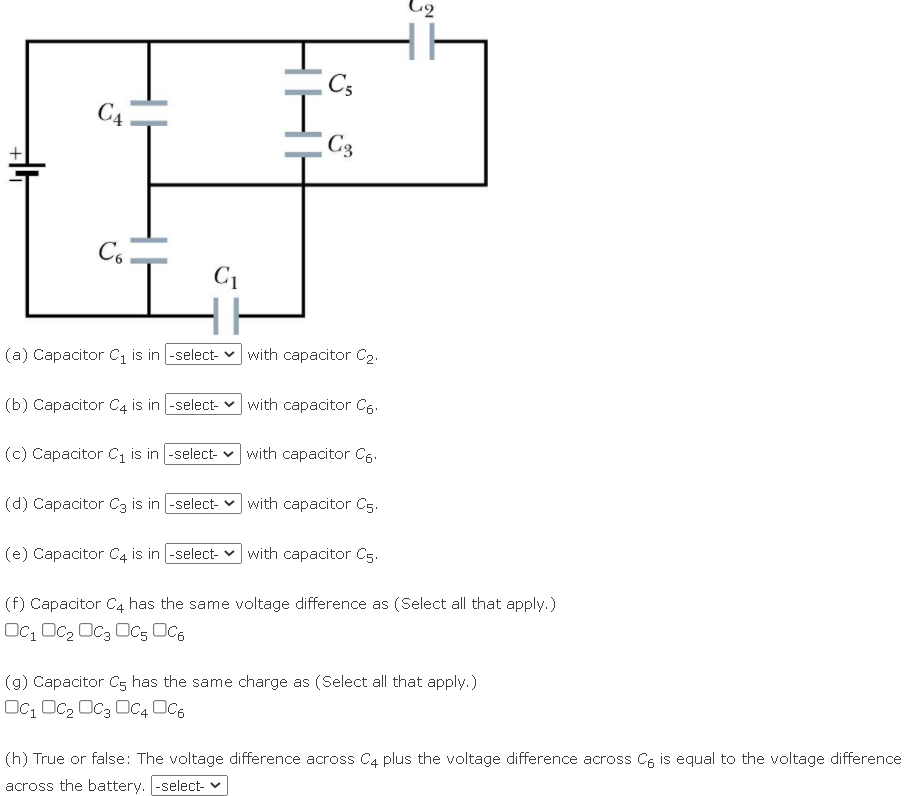 Solved L2 HE C C4 C3 + C6 C IH (a) Capacitor C1 is in | Chegg.com