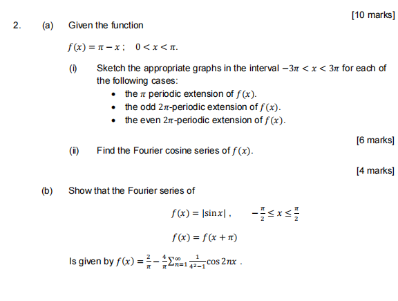 Solved (a) Given the function f(x)=π−x;0 | Chegg.com