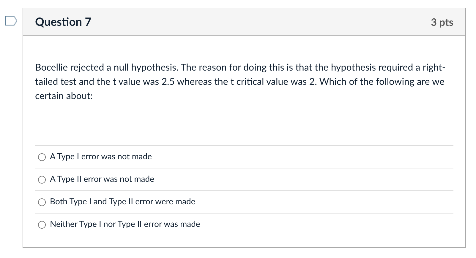 Solved Bocellie rejected a null hypothesis. The reason for | Chegg.com