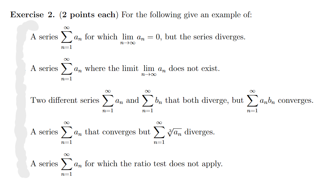 2. ( 2 points each) For the following give an example | Chegg.com