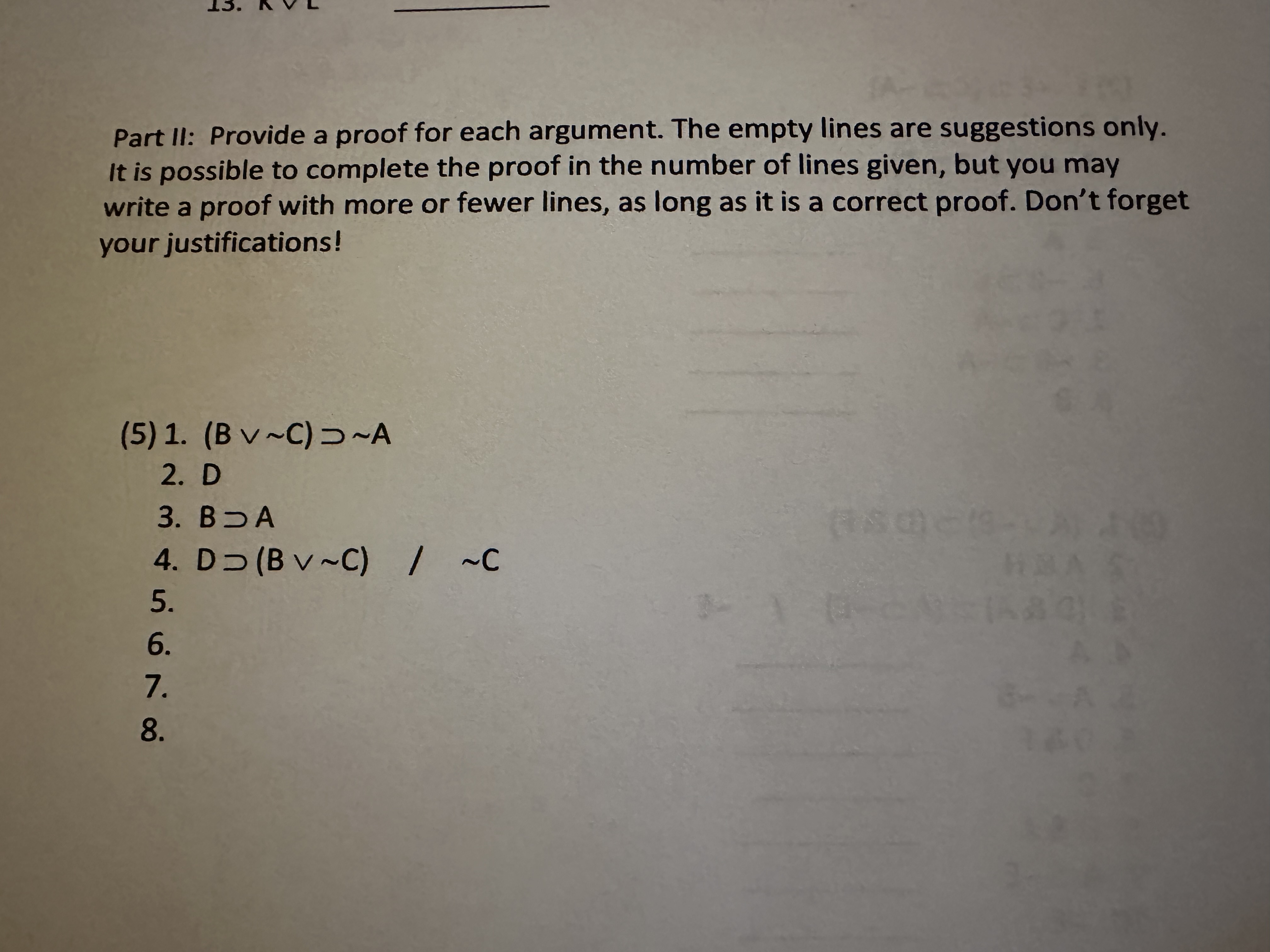 Provide a proof for each argument. The empty lines | Chegg.com