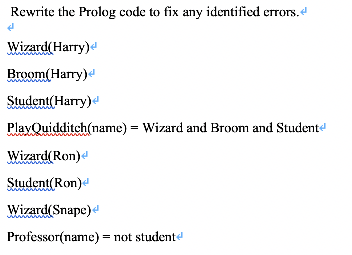 Solved Rewrite the Prolog code to fix any identified errors. | Chegg.com