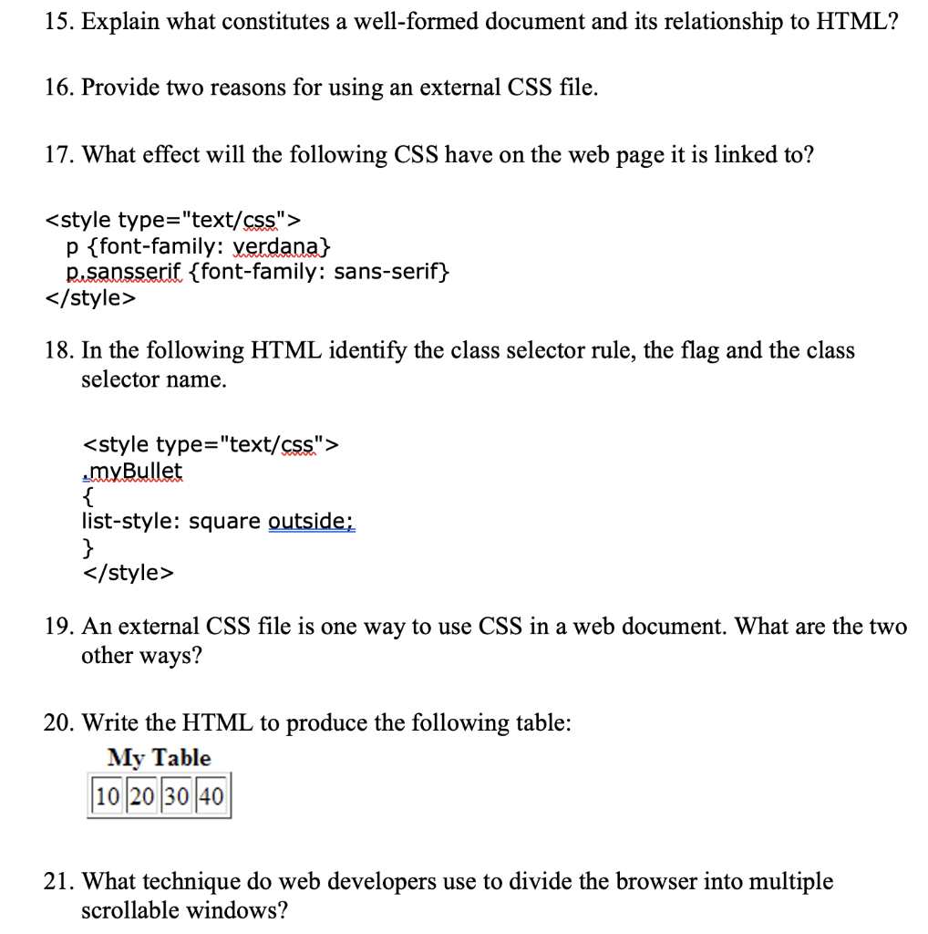 Solved 15. Explain what constitutes a well-formed document | Chegg.com