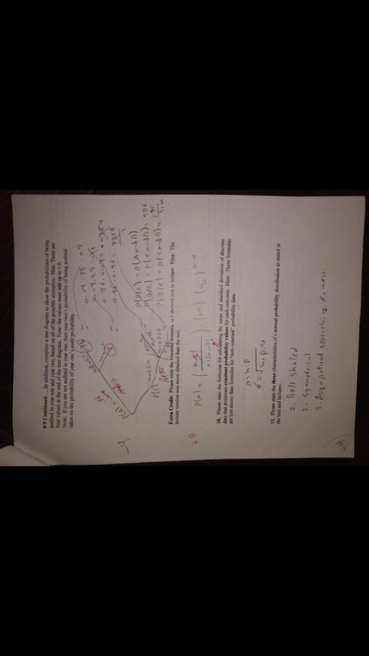 Solved #9 Continued...In addition, complete a tree diagram | Chegg.com
