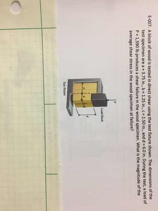 Solved E-007. A block of wood is tested in direct shear | Chegg.com