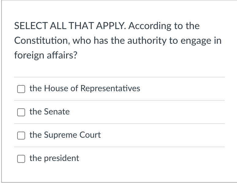 SELECT ALL THAT APPLY. According to the Constitution, | Chegg.com