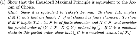 Solved Show that the Hausdorff Maximal Principle is | Chegg.com