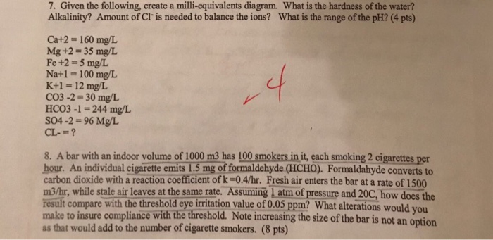 Solved 7. Given the following, create a milli-equivalents | Chegg.com