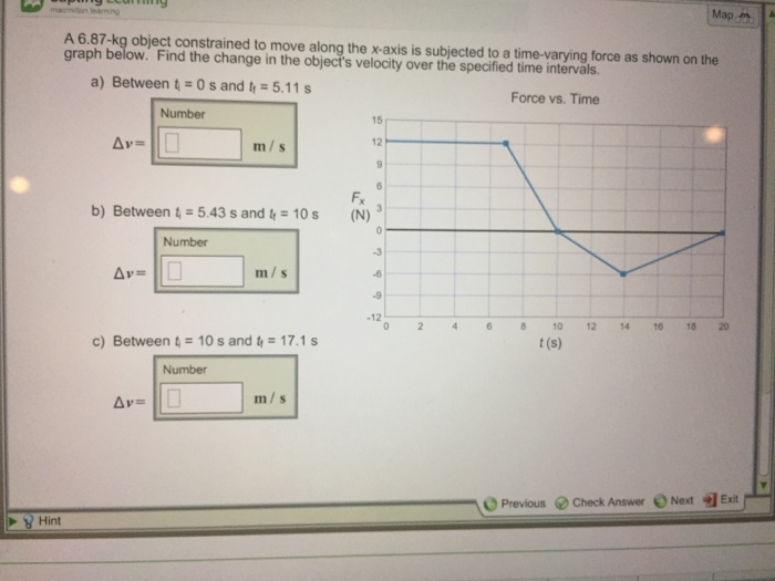 Solved A 687 Kg Object Constrained To Move Along The X Axis 2240