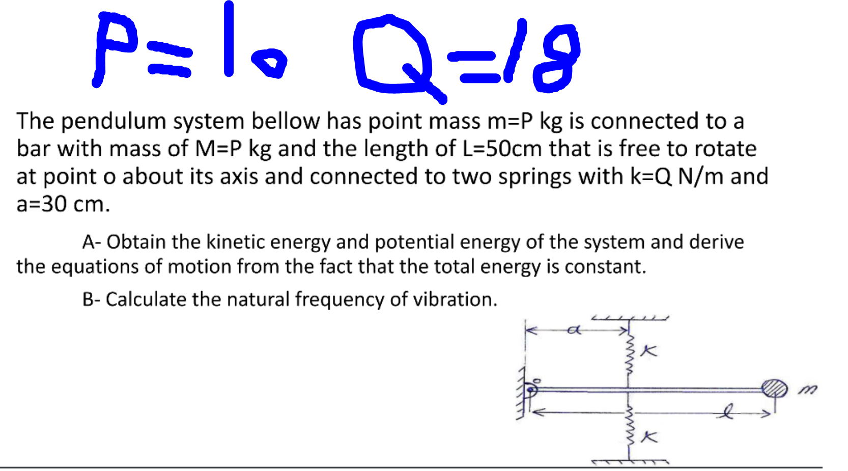 Solved Pulo Q=18 The pendulum system bellow has point mass | Chegg.com