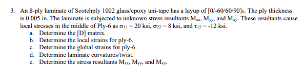Solved 3. An 8-ply laminate of Scotchply 1002 glass/epoxy | Chegg.com