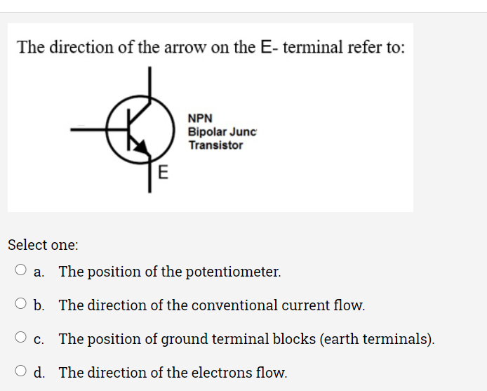 Solved The direction of the arrow on the E-terminal refer | Chegg.com
