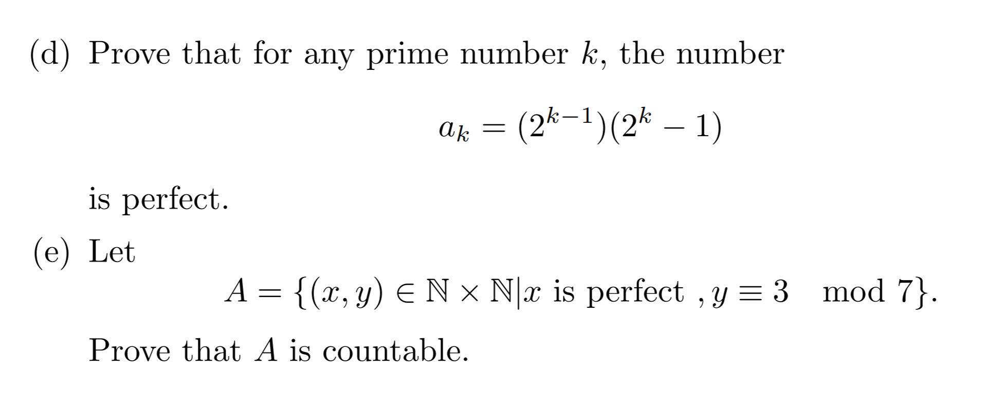 Solved 4. A number \\( n \\in \\mathbb{N} \\) is perfect if | Chegg.com