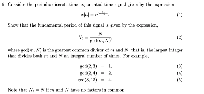 Solved 6. Consider the periodic discrete-time exponential | Chegg.com
