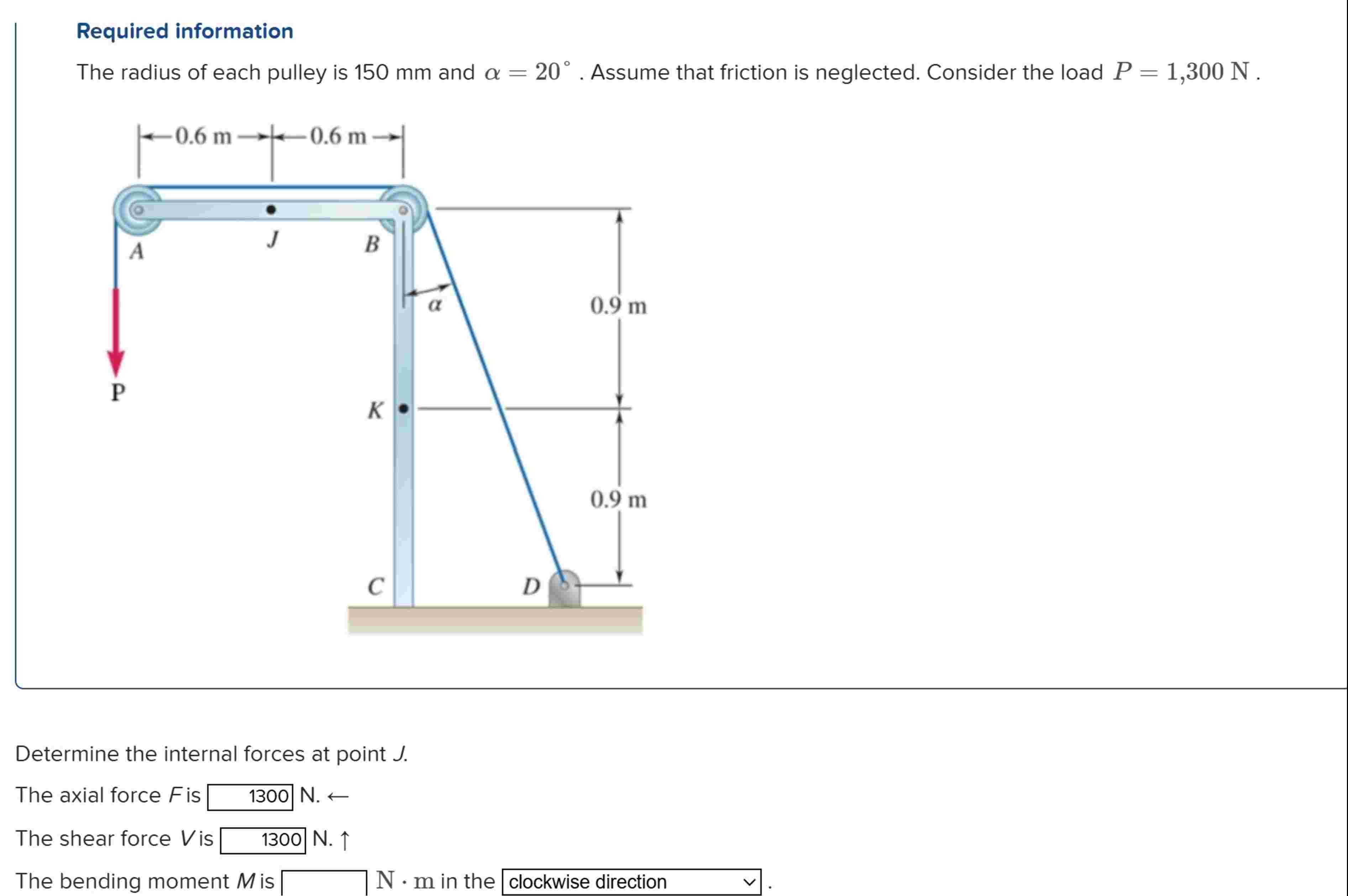 Solved The radius of ﻿each pulley is 150 mm ﻿and α=20°. | Chegg.com