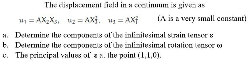 Solved The displacement field in a continuum is given as un | Chegg.com