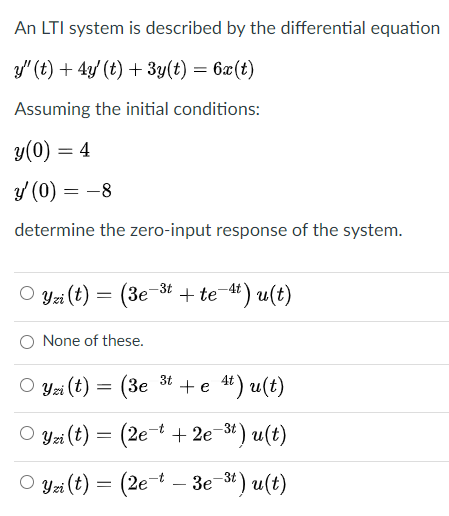Solved An LTI system is described by the differential | Chegg.com