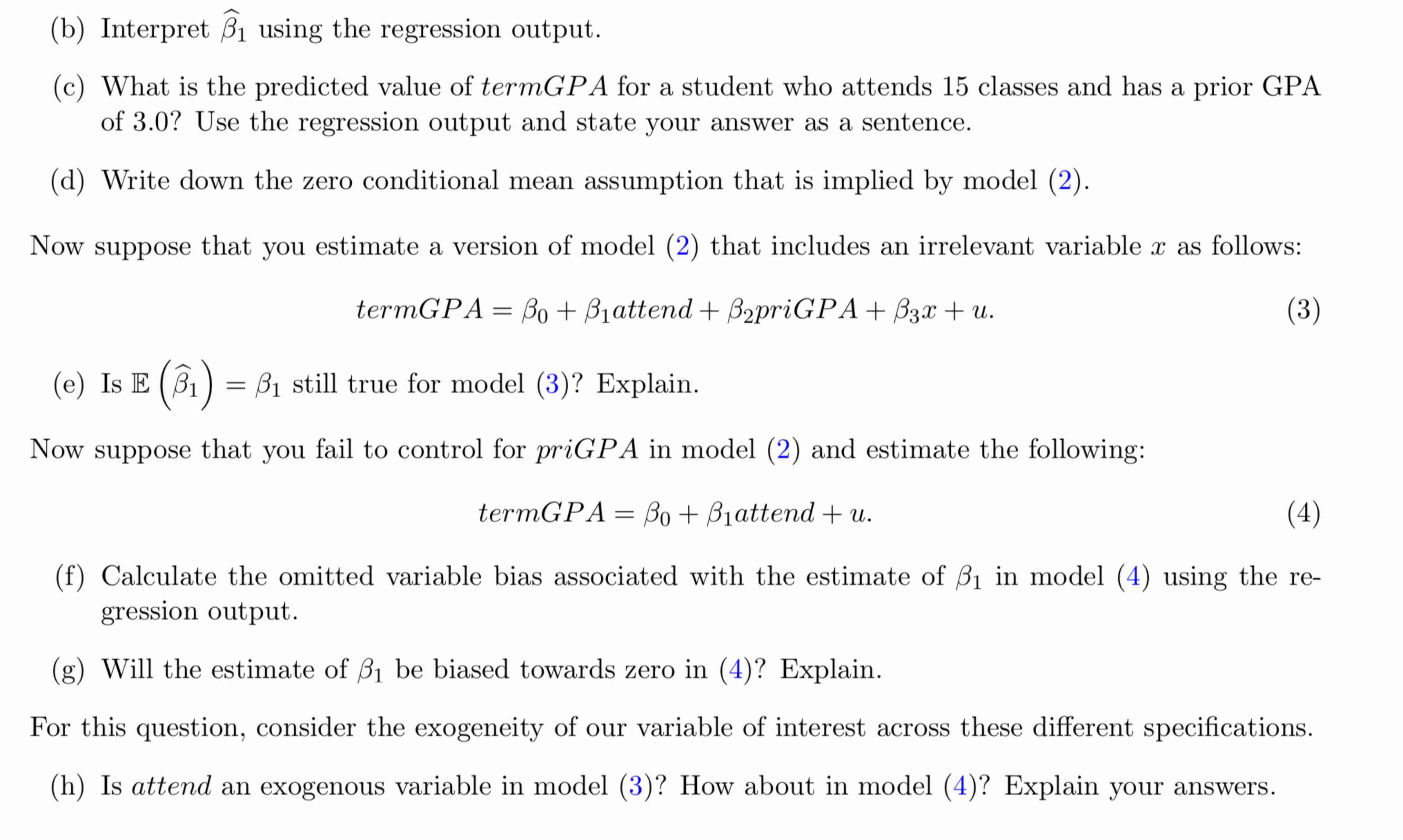 Solved (b) ﻿Interpret widehat(β)1 ﻿using the regression | Chegg.com