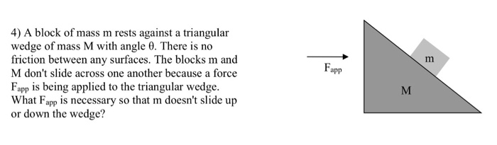 Solved A block of mass m rests against a triangular wedge of | Chegg.com