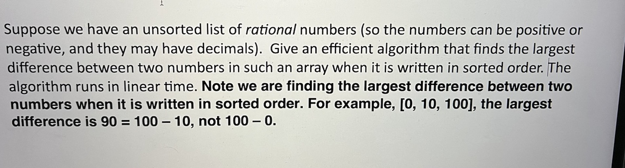Solved Suppose we have an unsorted list of rational numbers | Chegg.com