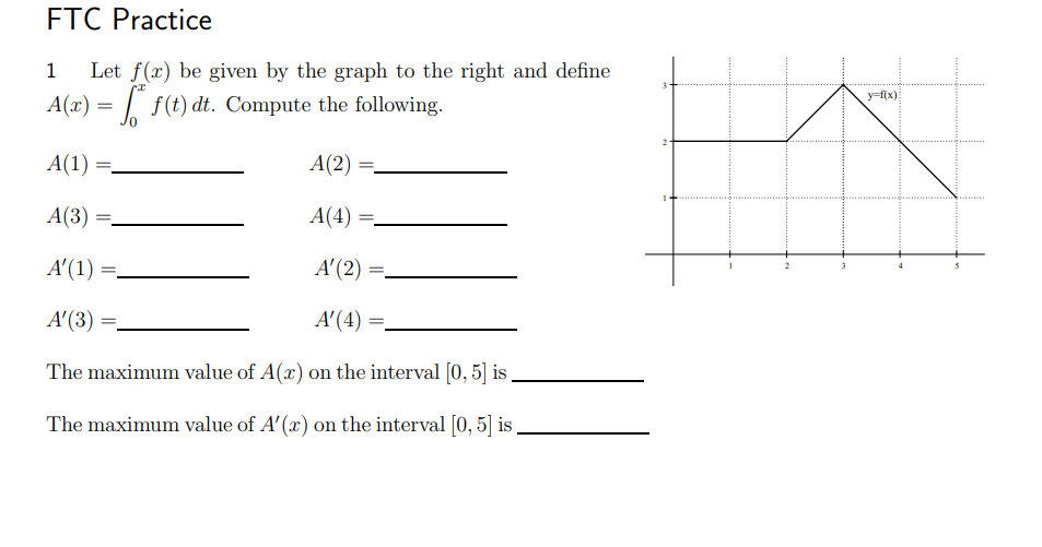 Solved FTC Practice1 ﻿Let f(x) ﻿be given by the graph to the | Chegg.com