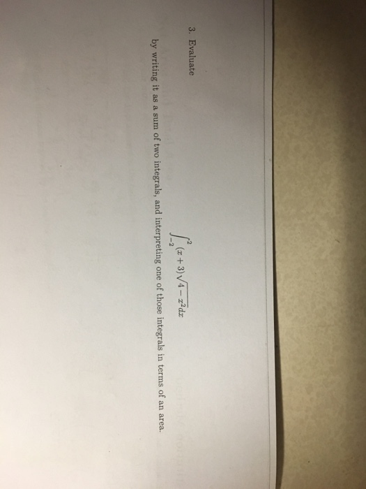 Solved 3. Evaluate by writing it as a sum of two integrals, | Chegg.com