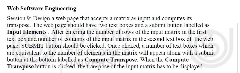 Solved Web Software Engineering Session 9: Design a web page | Chegg.com