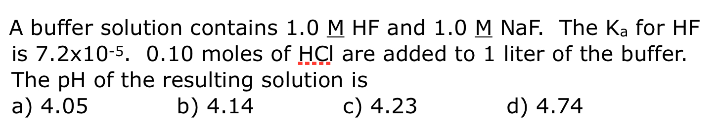 Solved A buffer solution contains 1.0 M HF and 1.0 M NaF. | Chegg.com