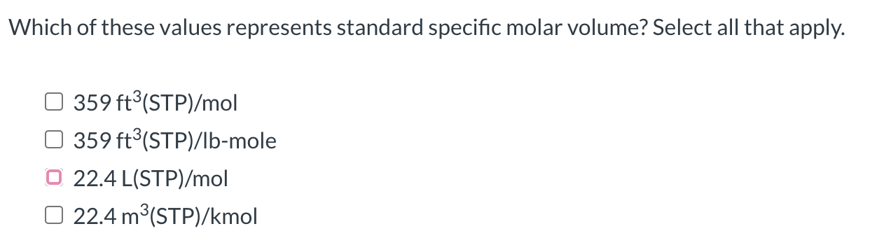 Solved Which of these values represents standard specific | Chegg.com