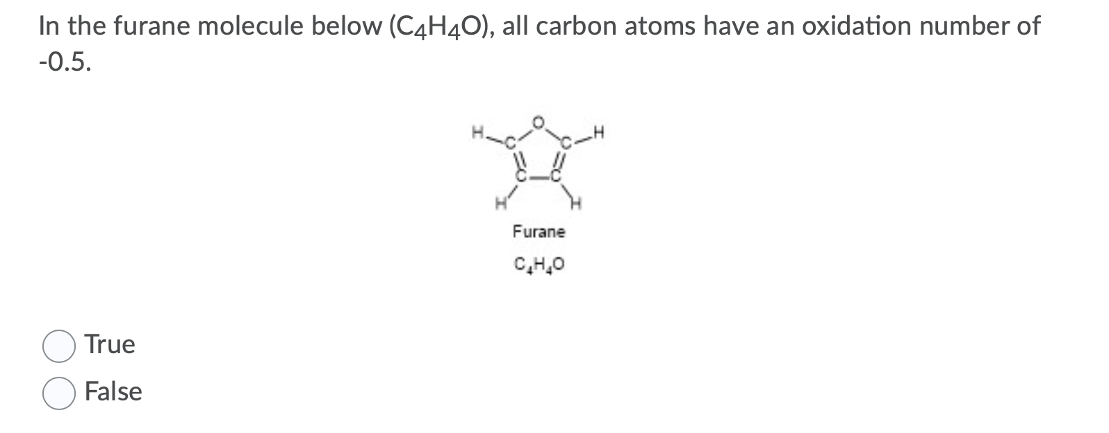 Solved In the furane molecule below (C4H40), all carbon | Chegg.com