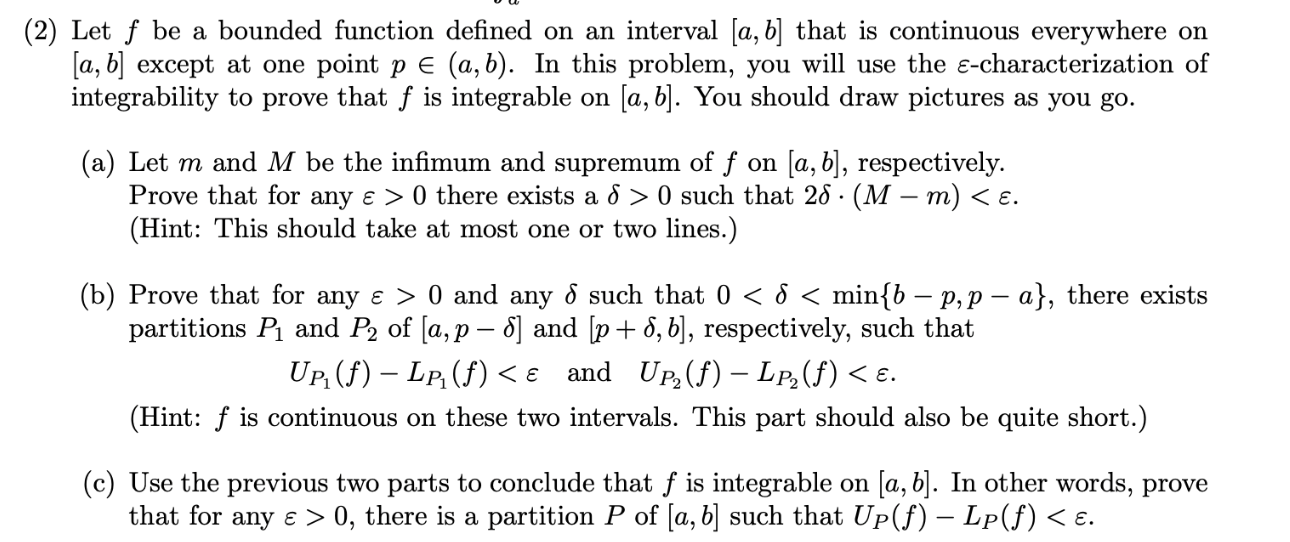 Solved (2) Let f be a bounded function defined on an | Chegg.com