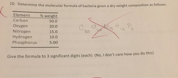 Solved 10. Determine the molecular formula of bacteria given | Chegg.com